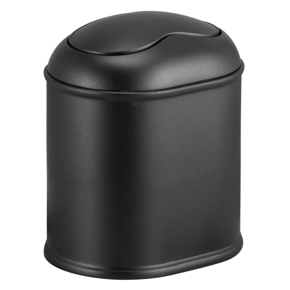 mDesign Modern Plastic Mini Trash Can with Swing Lid for Bathroom ...