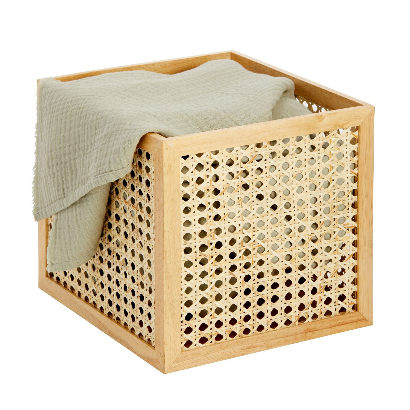 mDesign Natural Cane Square Storage Organizer Bin, Natural - Walmart.com