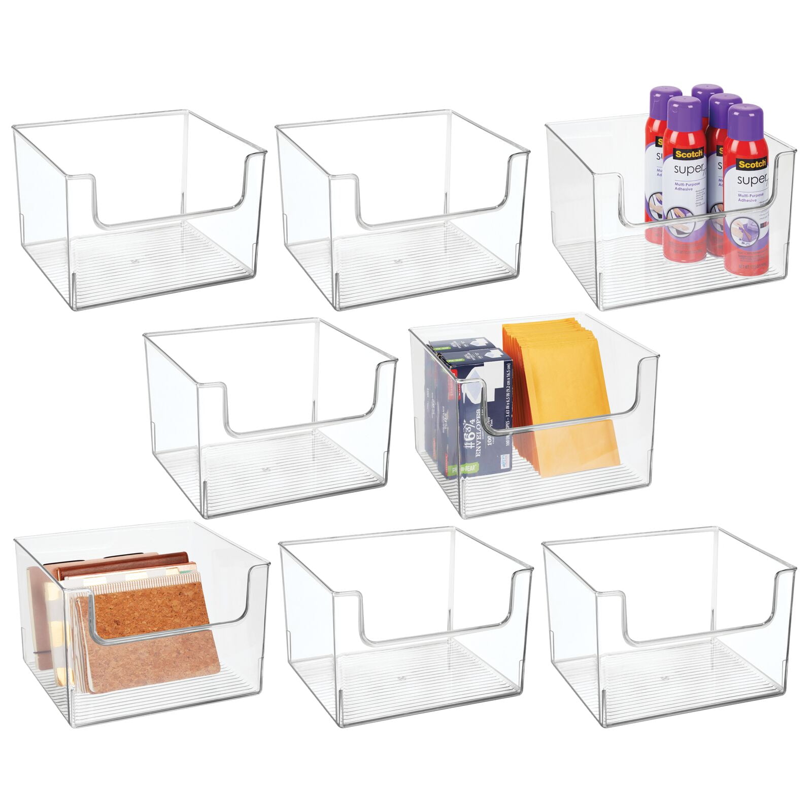 mDesign Office Plastic Storage Organizer Bin with Open Dip Front, 8 ...