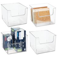 mDesign Plastic Home Office Storage Organizer Box with Hinged Lid, 4 ...