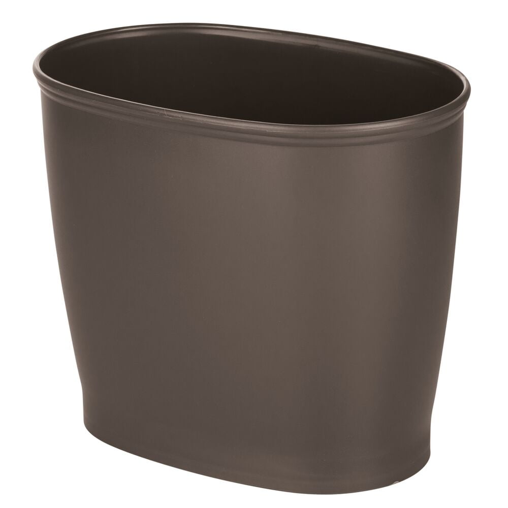 mDesign Plastic 2.25 Gallon Slim Trash Garbage Wastebasket Bin, Dark ...