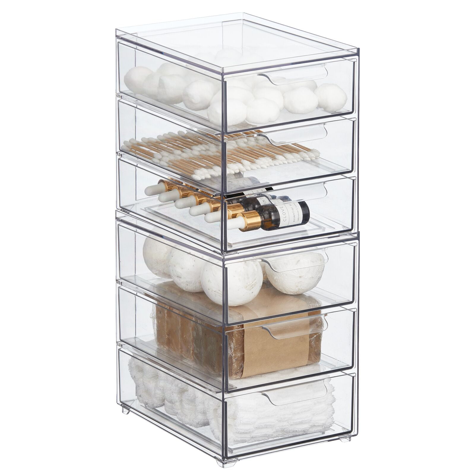 mDesign Plastic 3 Drawer Stackable Organizer for Bathroom Storage, 2 ...