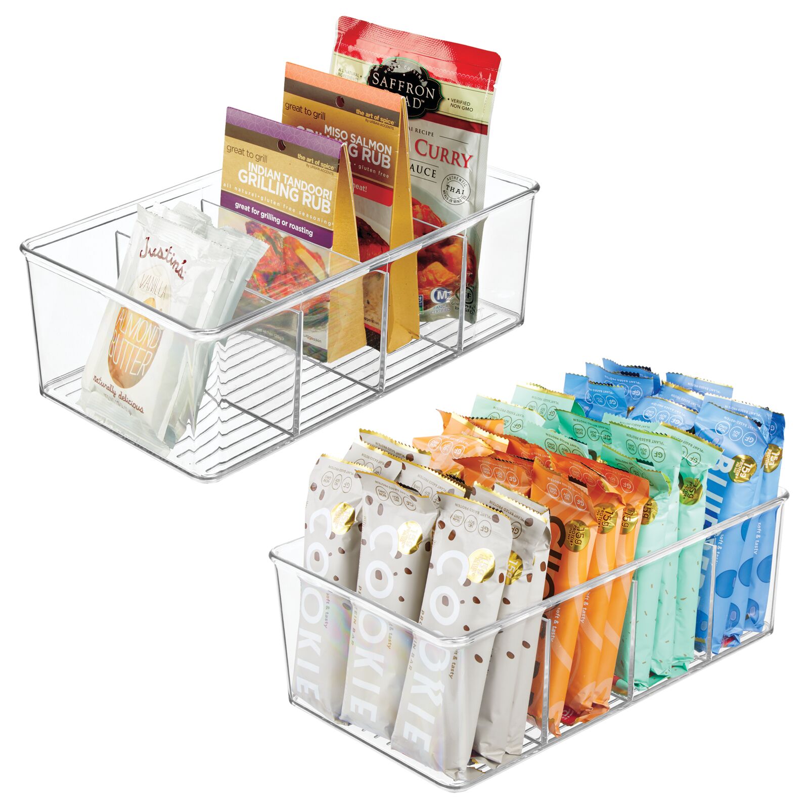 mDesign Plastic 4-Section Divided Cabinet Storage Containers ...