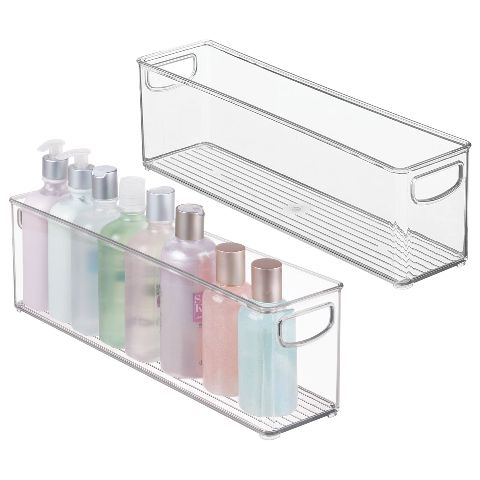 mDesign Plastic Bath Vanity Storage Organizer Bin with Handles, 2 Pack ...