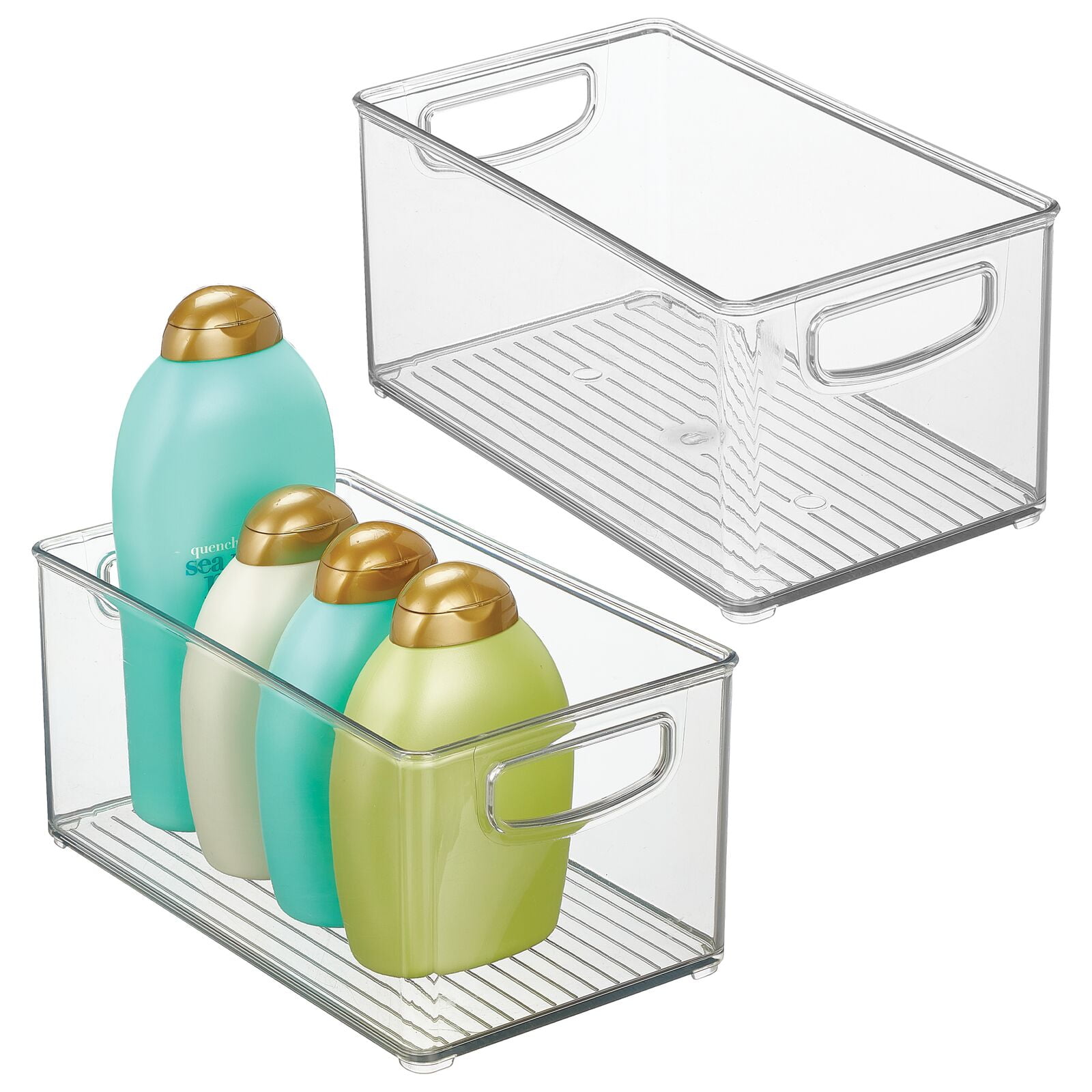 mDesign Plastic Bath Vanity Storage Organizer Bin with Handles, 2 Pack ...