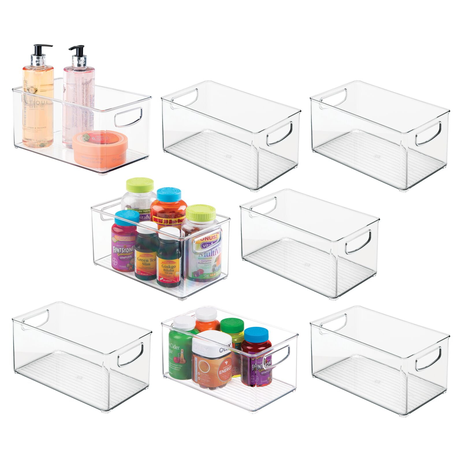 mDesign Plastic Bath Vanity Storage Organizer Bin with Handles, 8 Pack ...