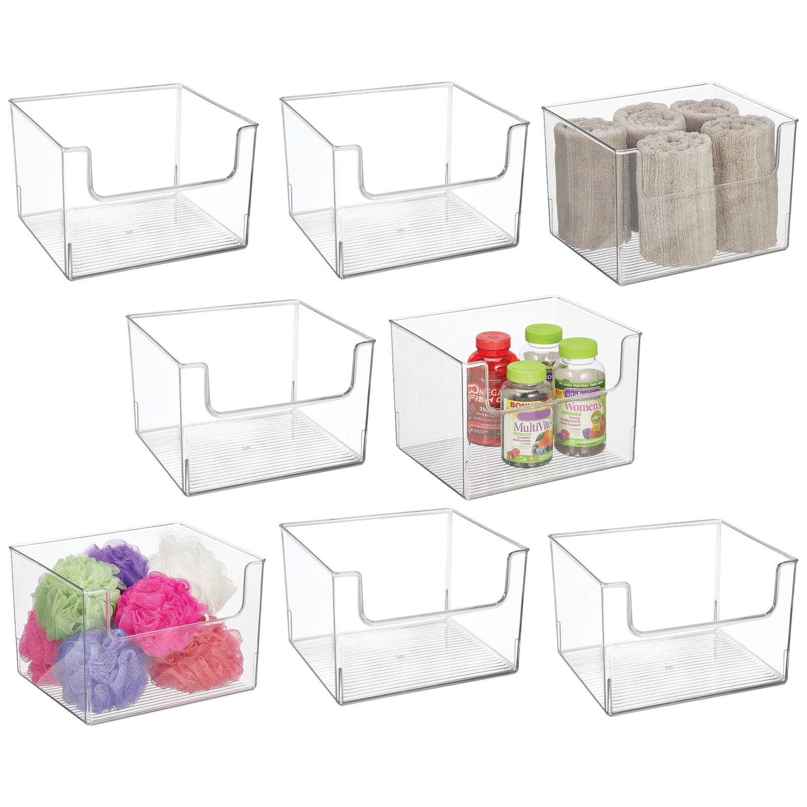 mDesign Plastic Bathroom Storage Organizer Bin with Open Front - 8 Pack ...