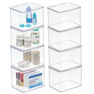 mDesign Stackable Small Plastic Baby Nursery Storage Organizer Bin with ...