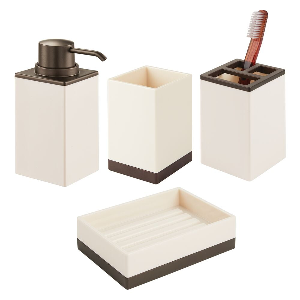 mDesign Plastic Bathroom Vanity Countertop Accessory Organizers - Cream ...