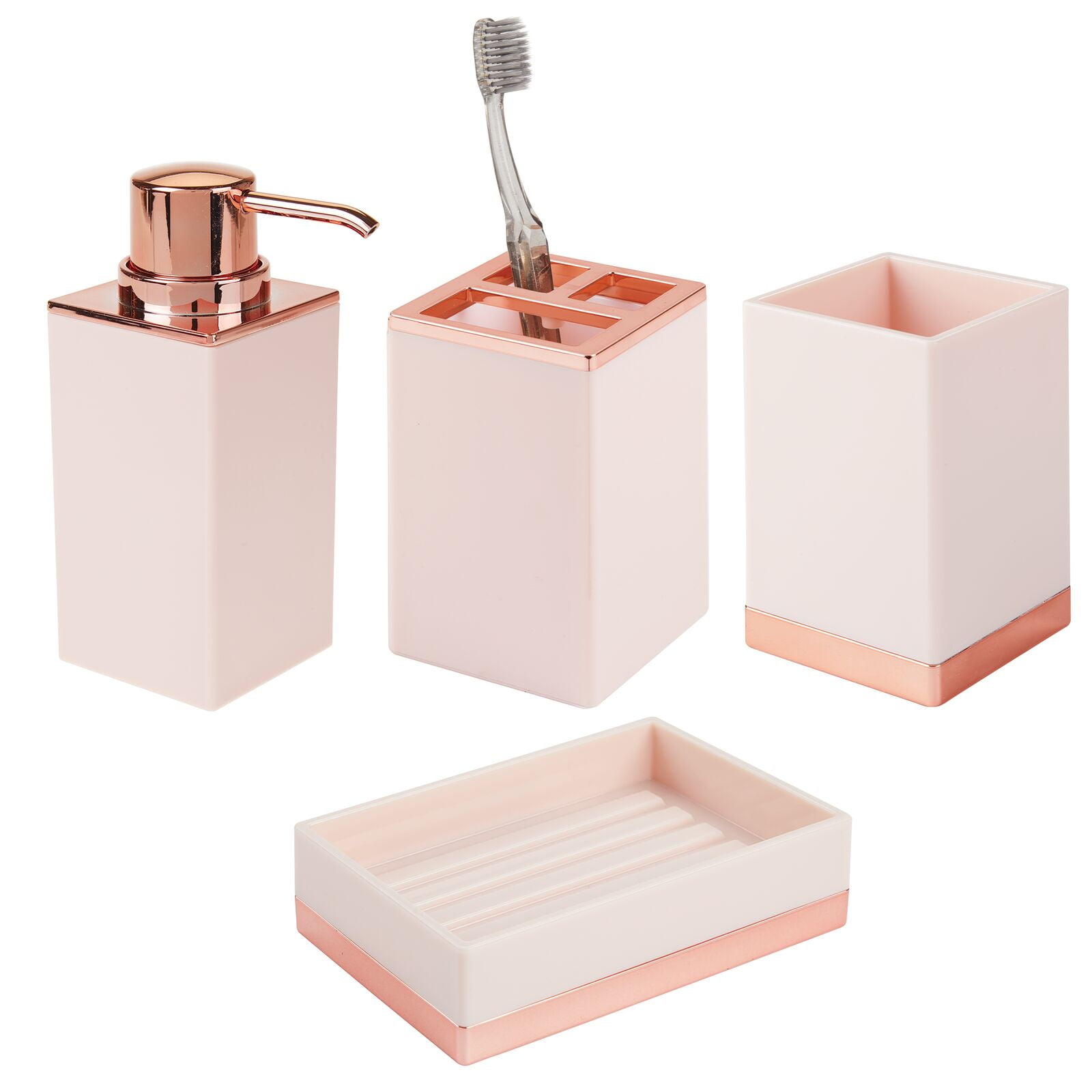 mDesign Plastic Bathroom Vanity Countertop Accessory Organizers - Pink ...