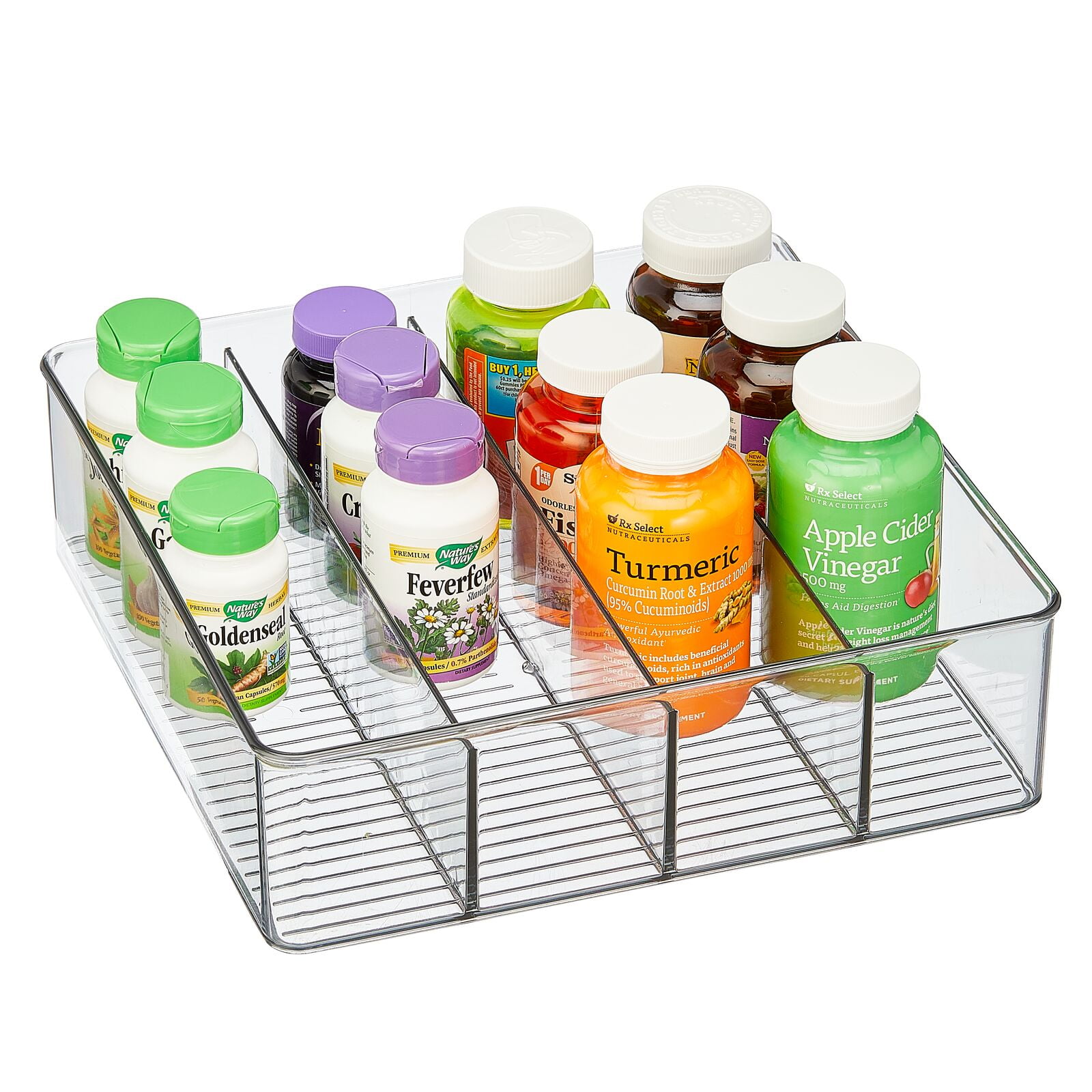 mDesign Plastic Bathroom Vanity Divided Storage Organizer Bin, 4 ...