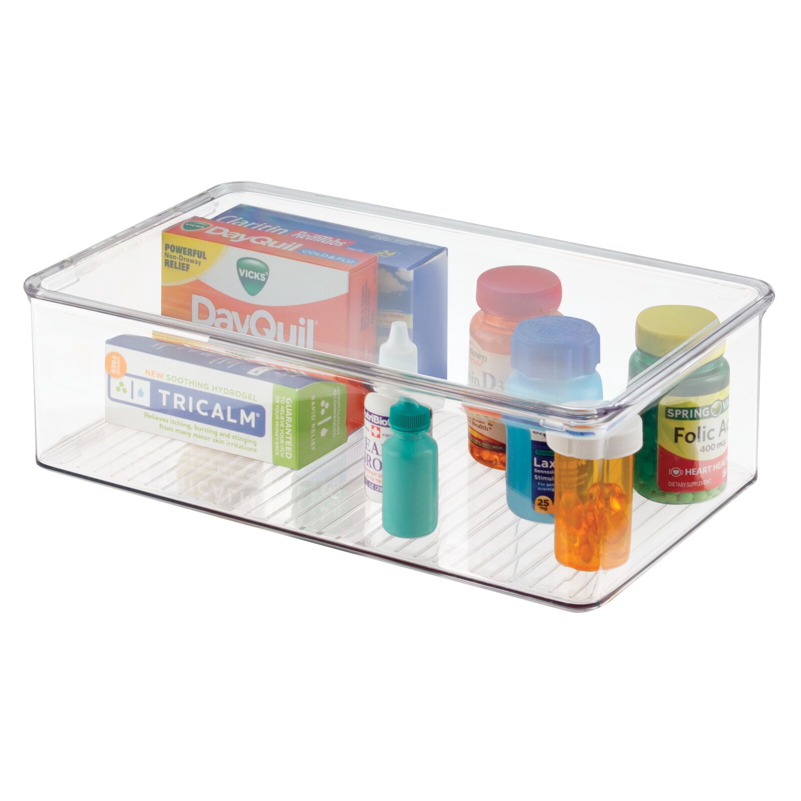 mDesign Plastic Bathroom Vanity Organizer Bin with Hinge Lid Clear ...
