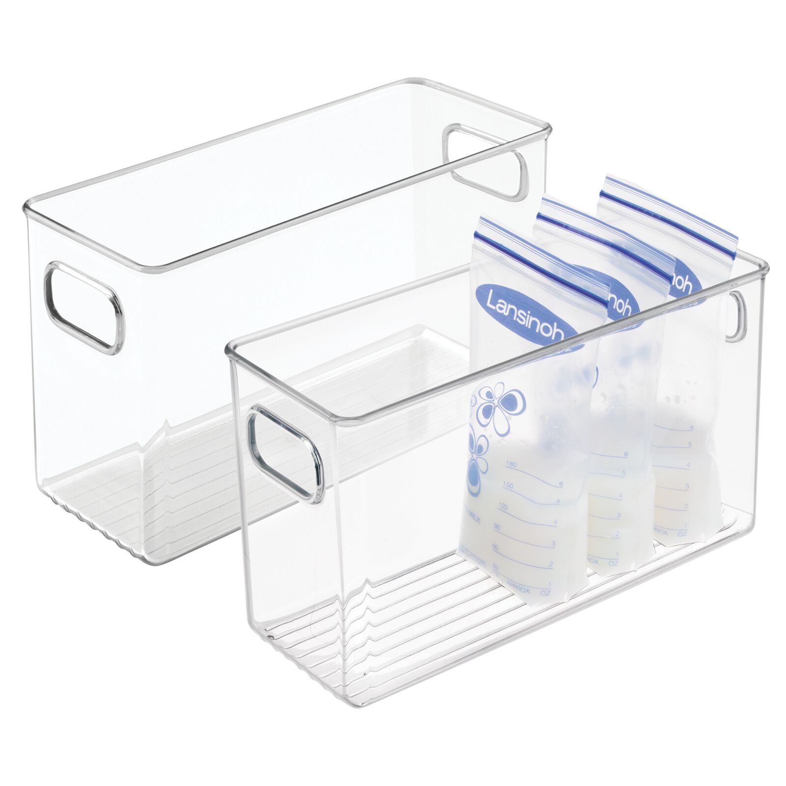 mDesign Plastic Breast Milk Storage Container with Handles - 2 Pack ...
