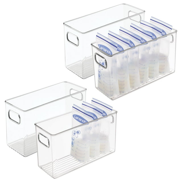 mDesign Plastic Breast Milk Storage Container with Handles - 4 Pack ...