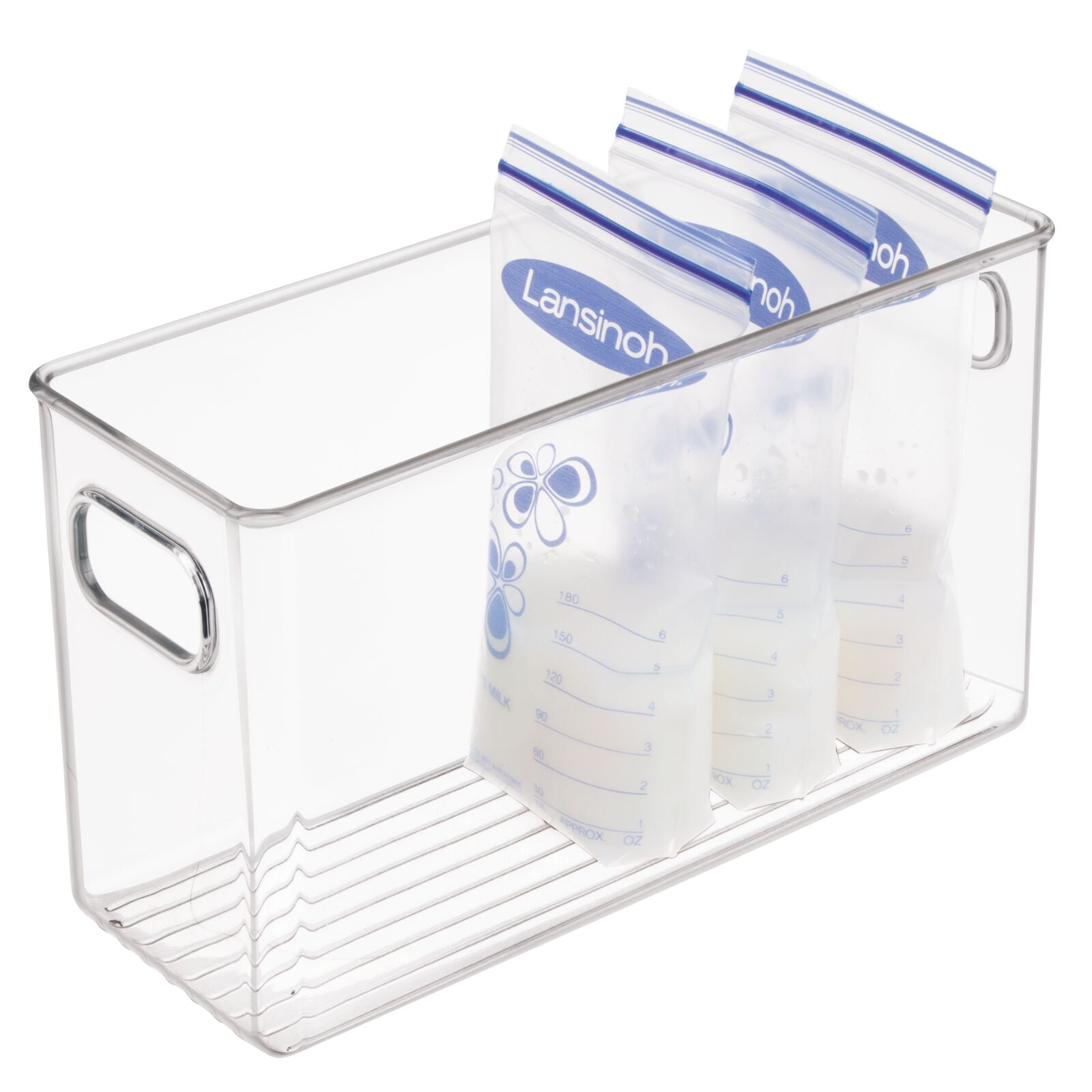 mDesign Plastic Breast Milk Storage Container with Handles - Clear ...