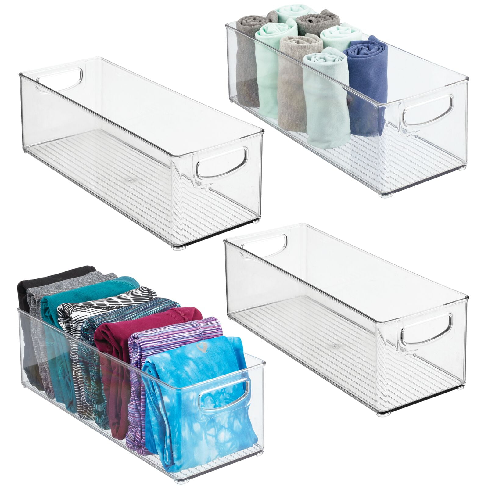 mDesign Stackable Closet Organizer, Plastic Storage Bin w/ Handles, 4 ...