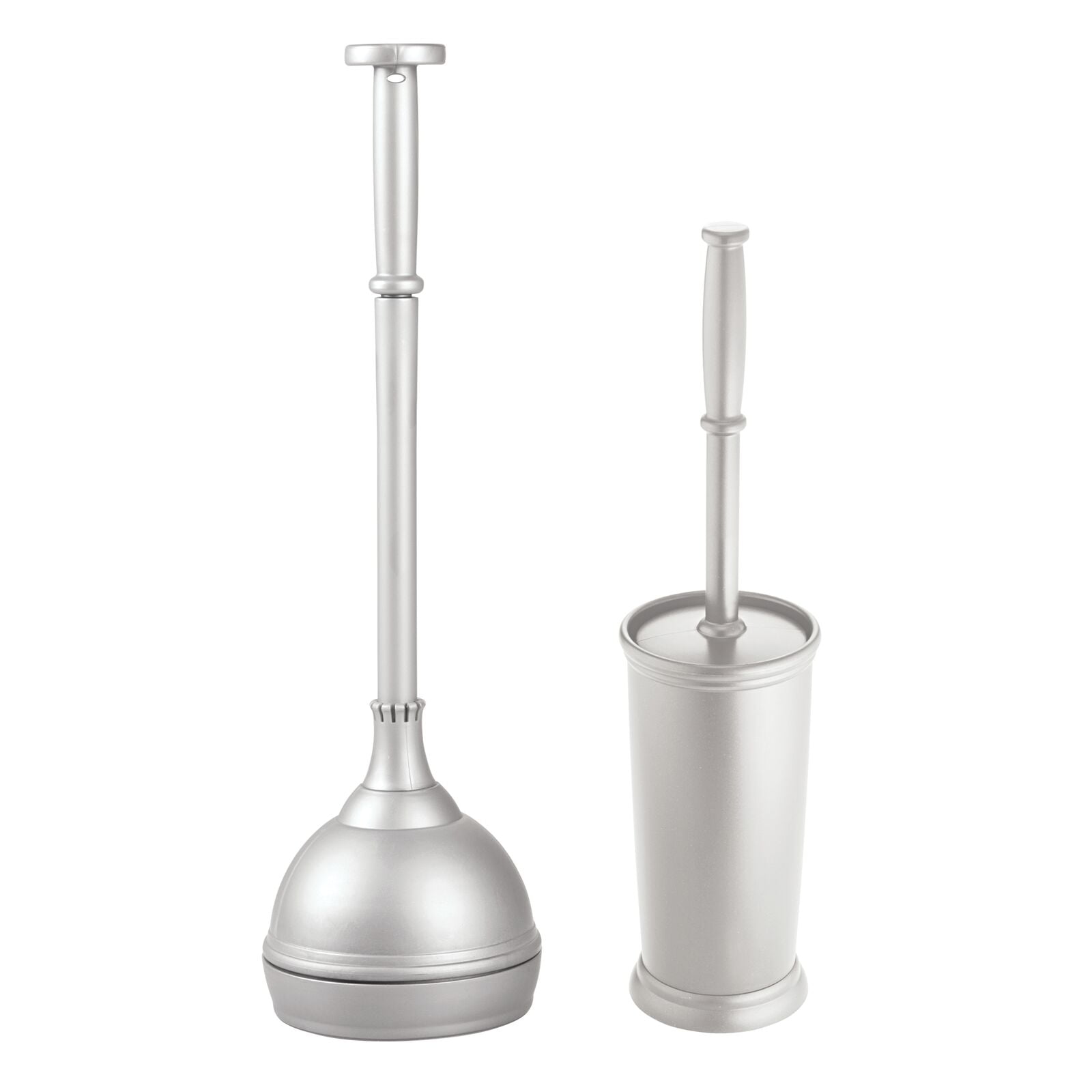mDesign Plastic Compact Toilet Plunger and Toilet Bowl Brush, Set of 2 ...