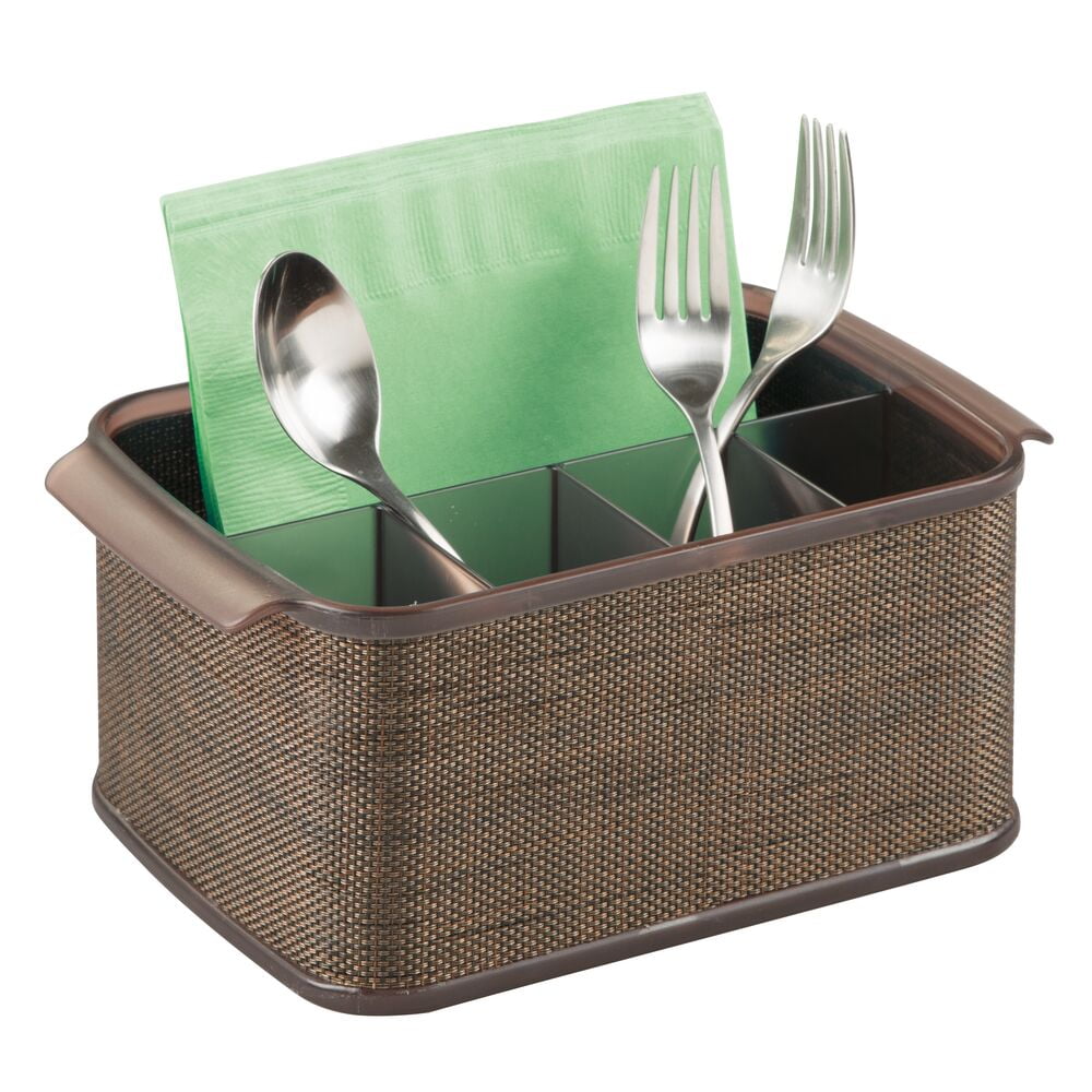 mDesign Kitchen Utensil & Silverware Organizer Caddy Bin - Bronze/Sand ...