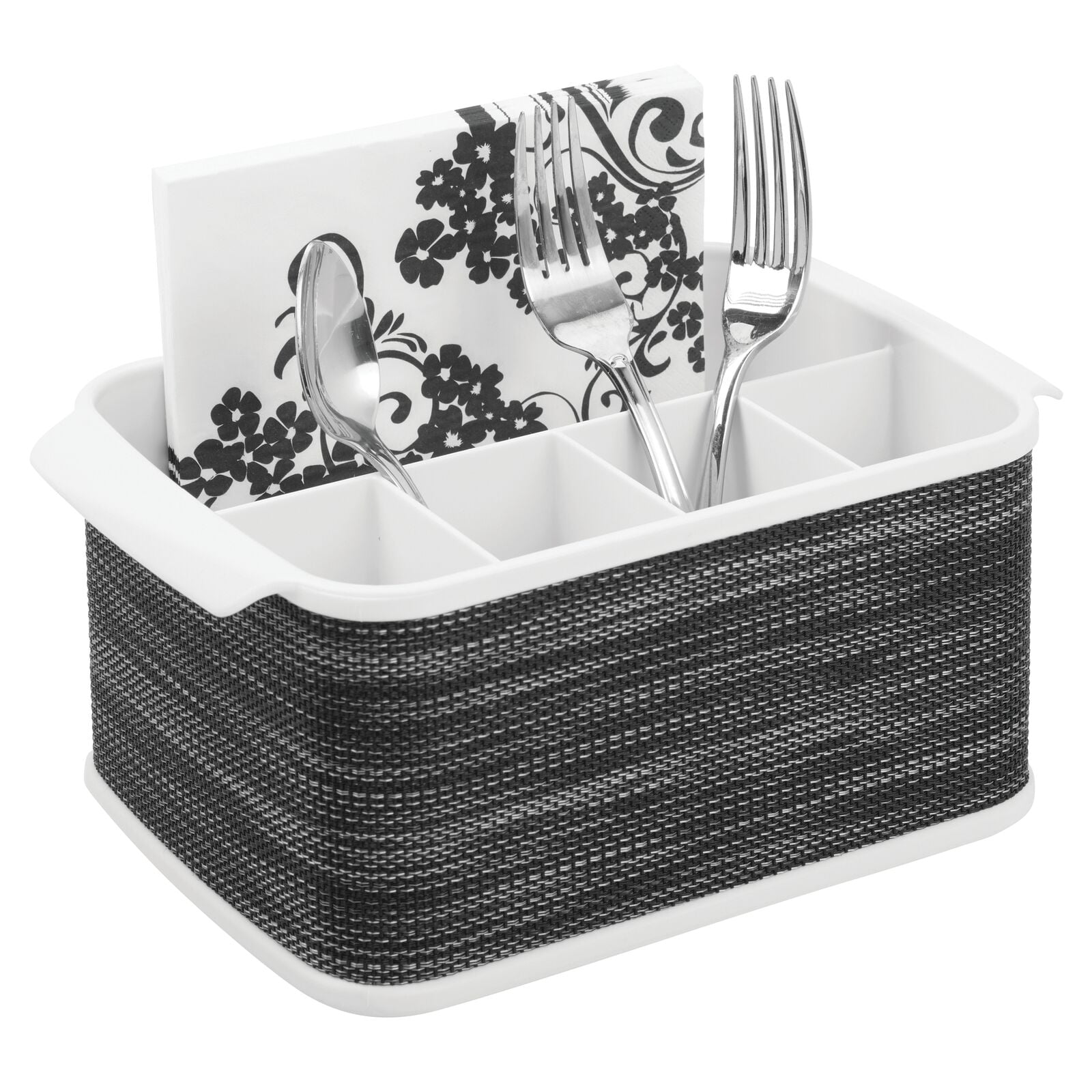 mDesign Plastic Cutlery Storage Organizer Caddy Bin - White/Graphite ...