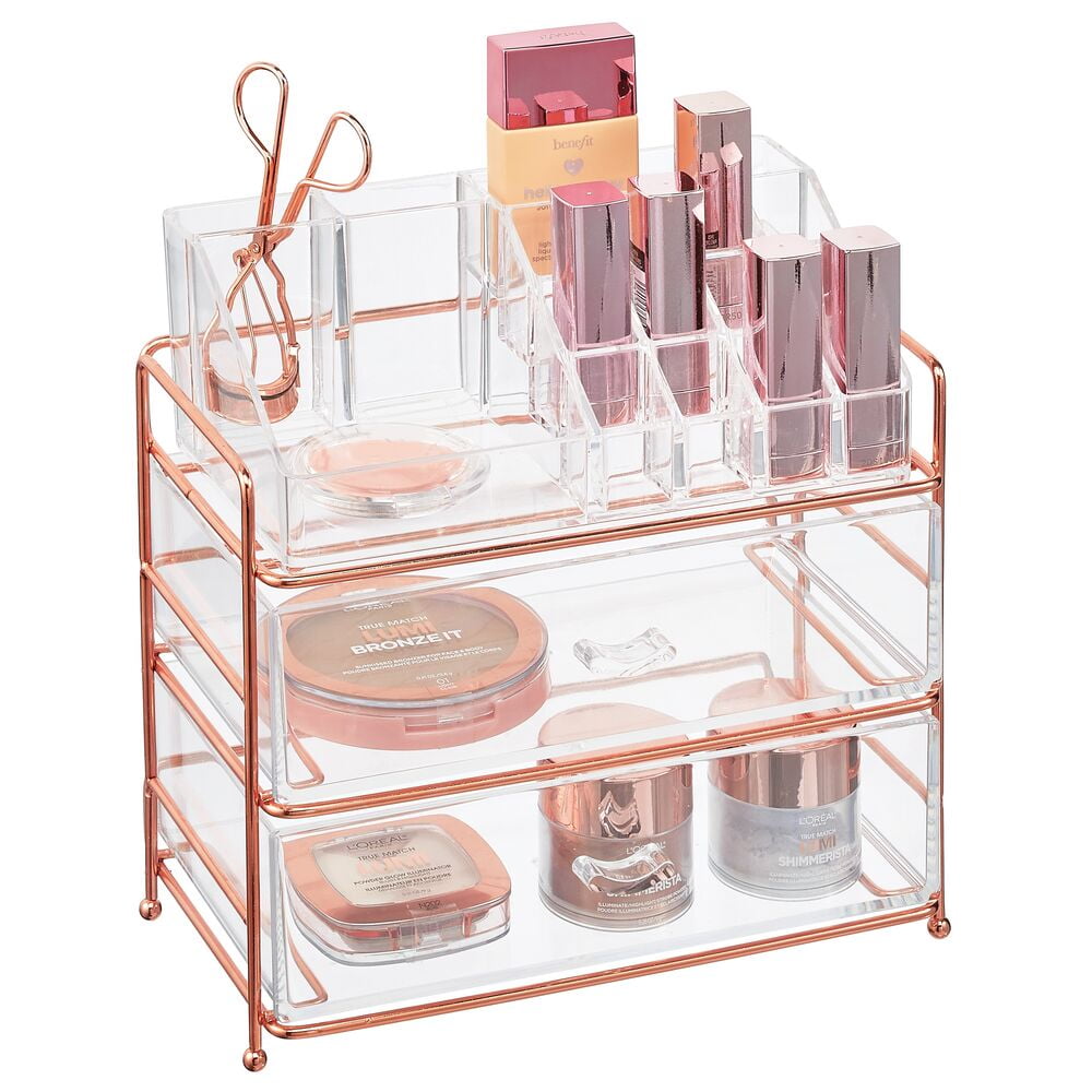 mDesign Plastic Divided Cosmetic Storage Organizer, 16 Sections, Rose ...