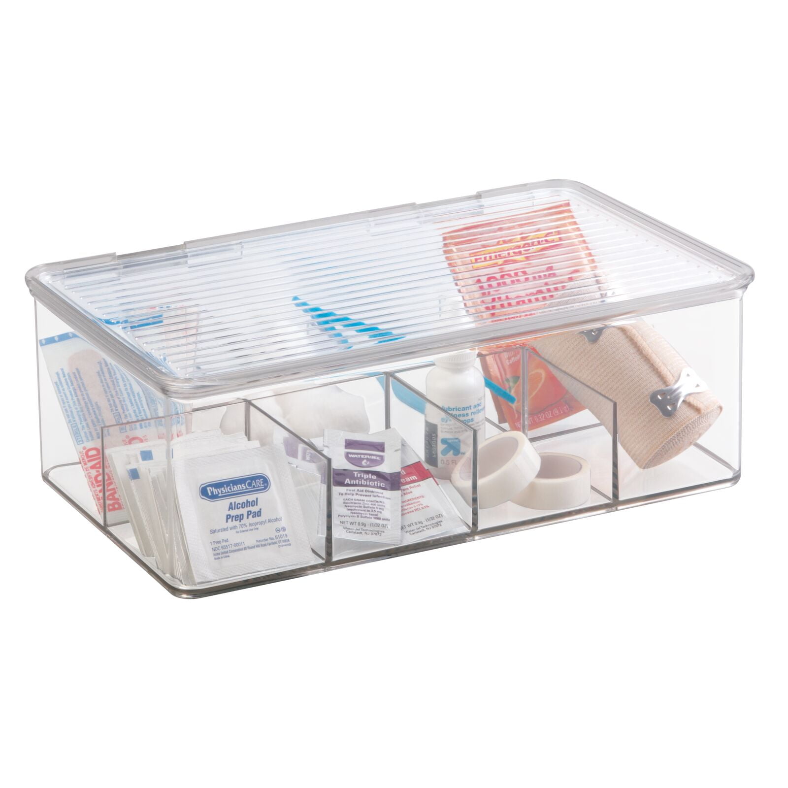 mDesign Plastic Divided First Aid Storage Box Kit, Hinge Lid for ...