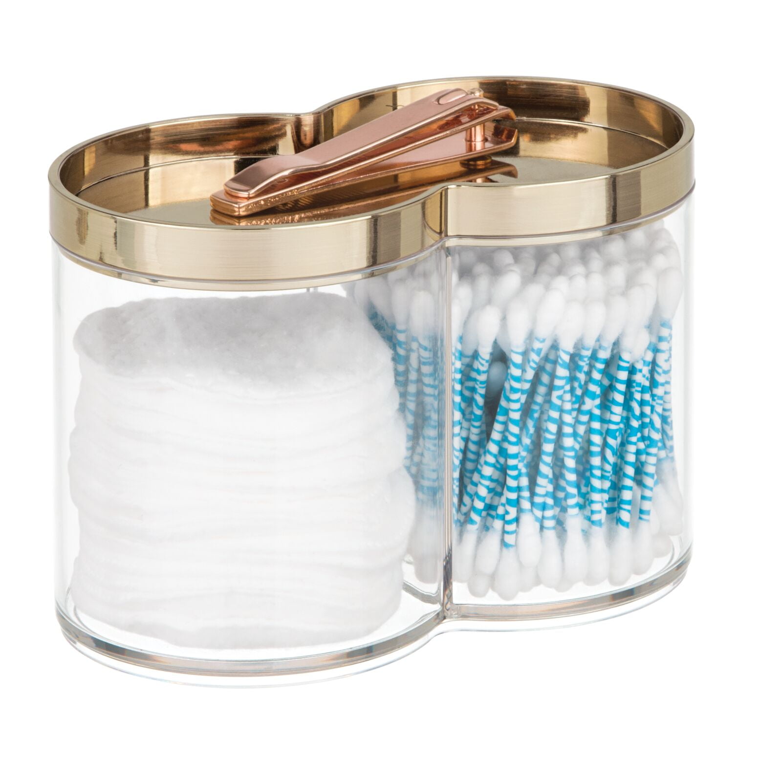 mDesign Plastic Dual Canister Jar Organizer Set - Storage Lid, Clear ...