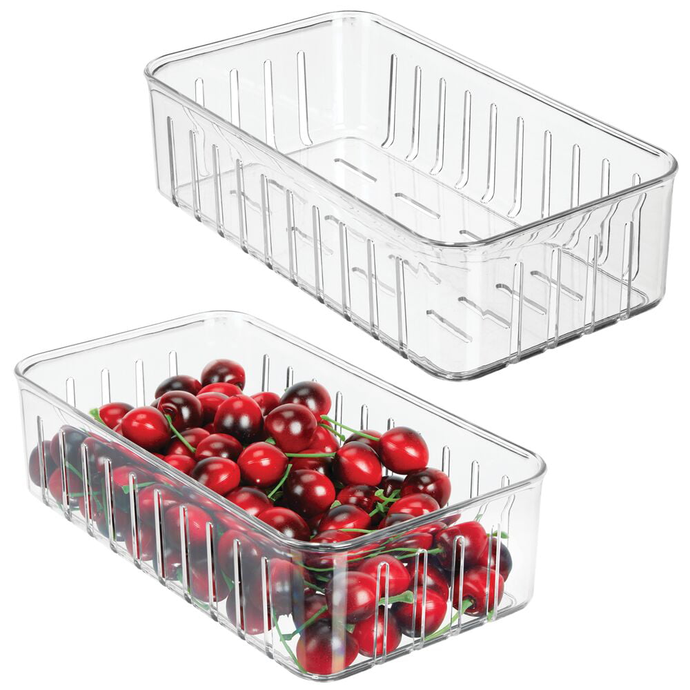 mDesign Plastic Food Container Cabinet Shallow Organizer Bin - 2 Pack ...
