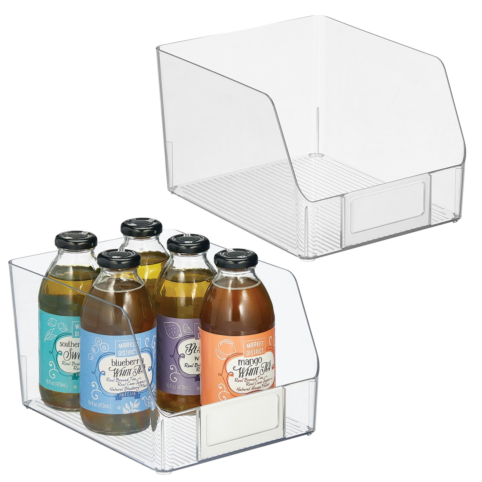 mDesign Plastic Food Storage Bin, Built-In Label Holder - 8" W, 2 Pack ...