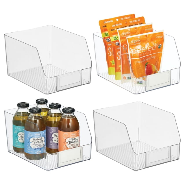 mDesign Plastic Food Storage Bin, Built-In Label Holder - 8" W, 4 Pack ...