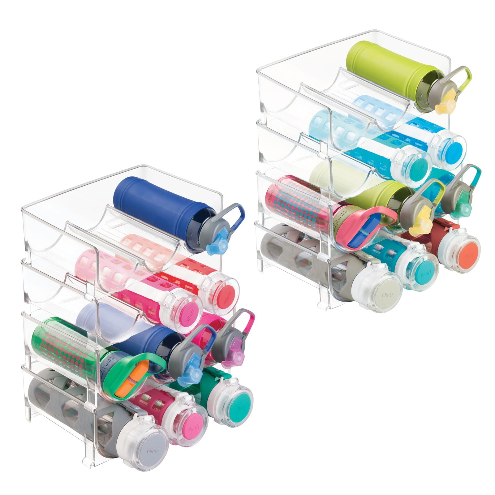 mDesign Plastic Free-Standing Stackable 3 Bottle Storage Rack, 8 Pack ...