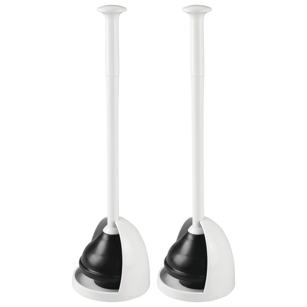 mDesign Plastic Freestanding Hideaway Toilet Bowl Plunger with Holder ...