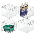 mDesign Plastic Garage Storage Organizer Bin, Built-In Handles, 4 Pack ...
