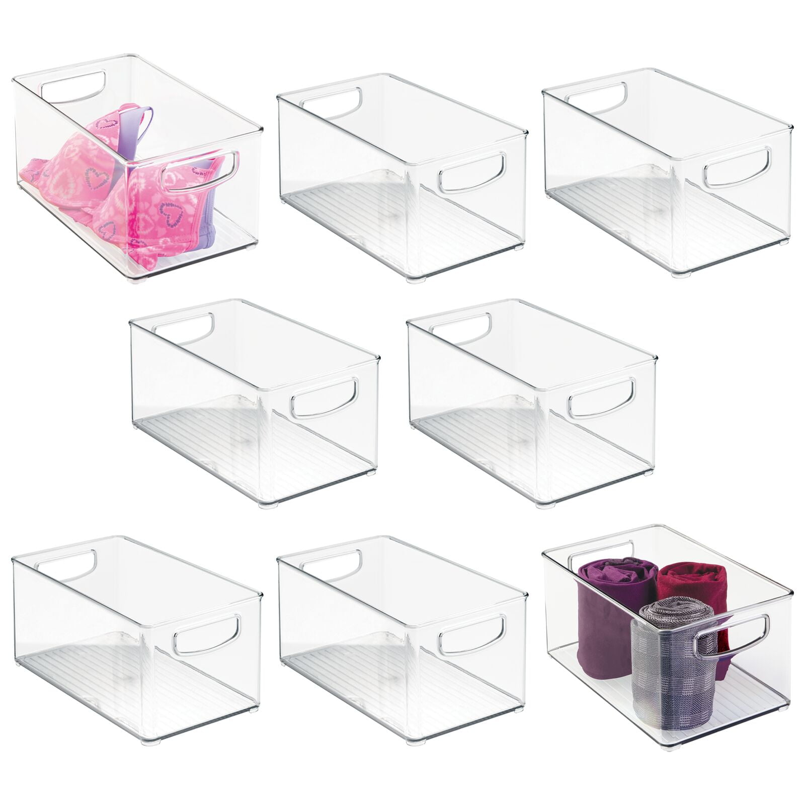 mDesign Stackable Organization Containers - Plastic Home Closet Storage ...