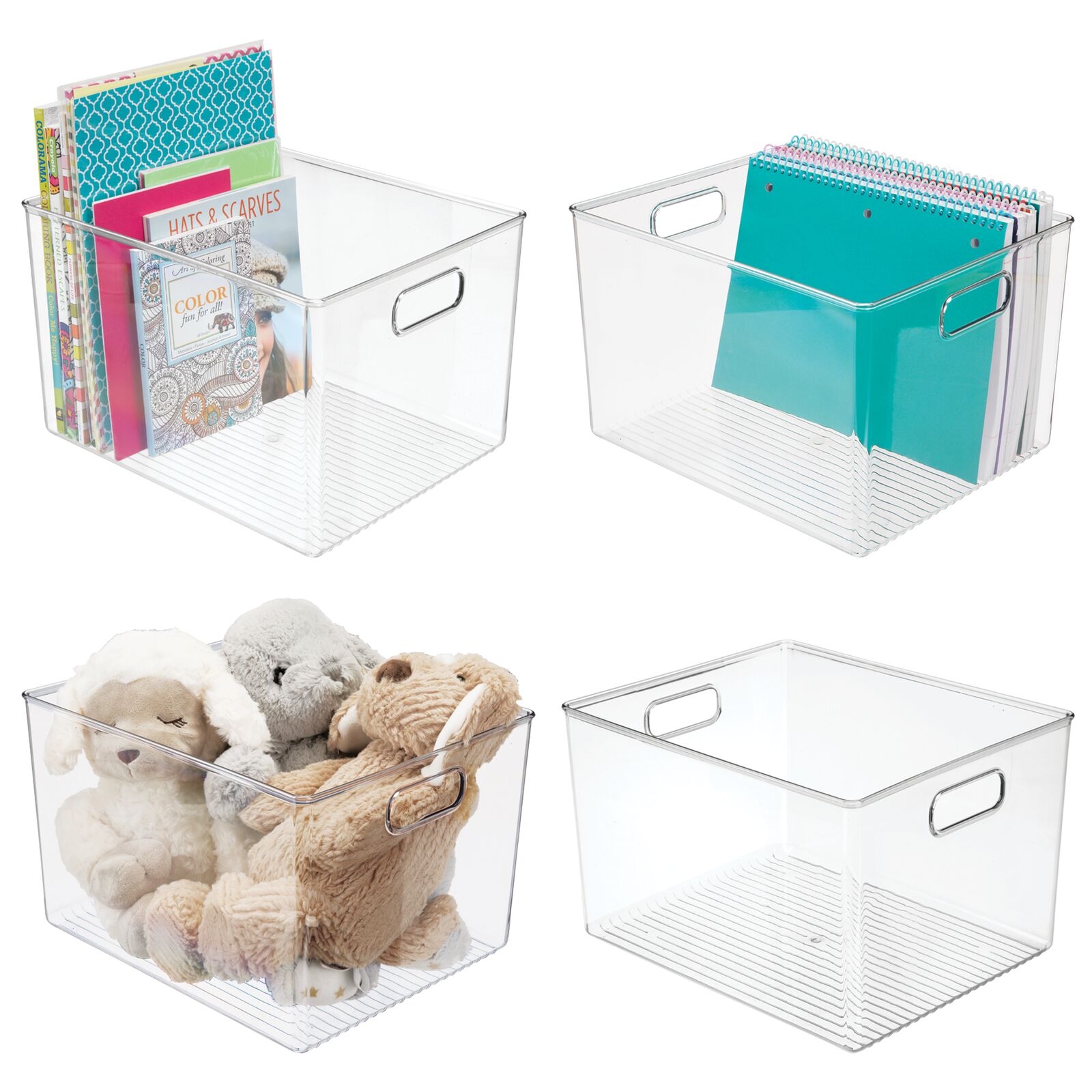 mDesign 4 Pack Clear Plastic Household Cubby Storage Organizer Bin for ...