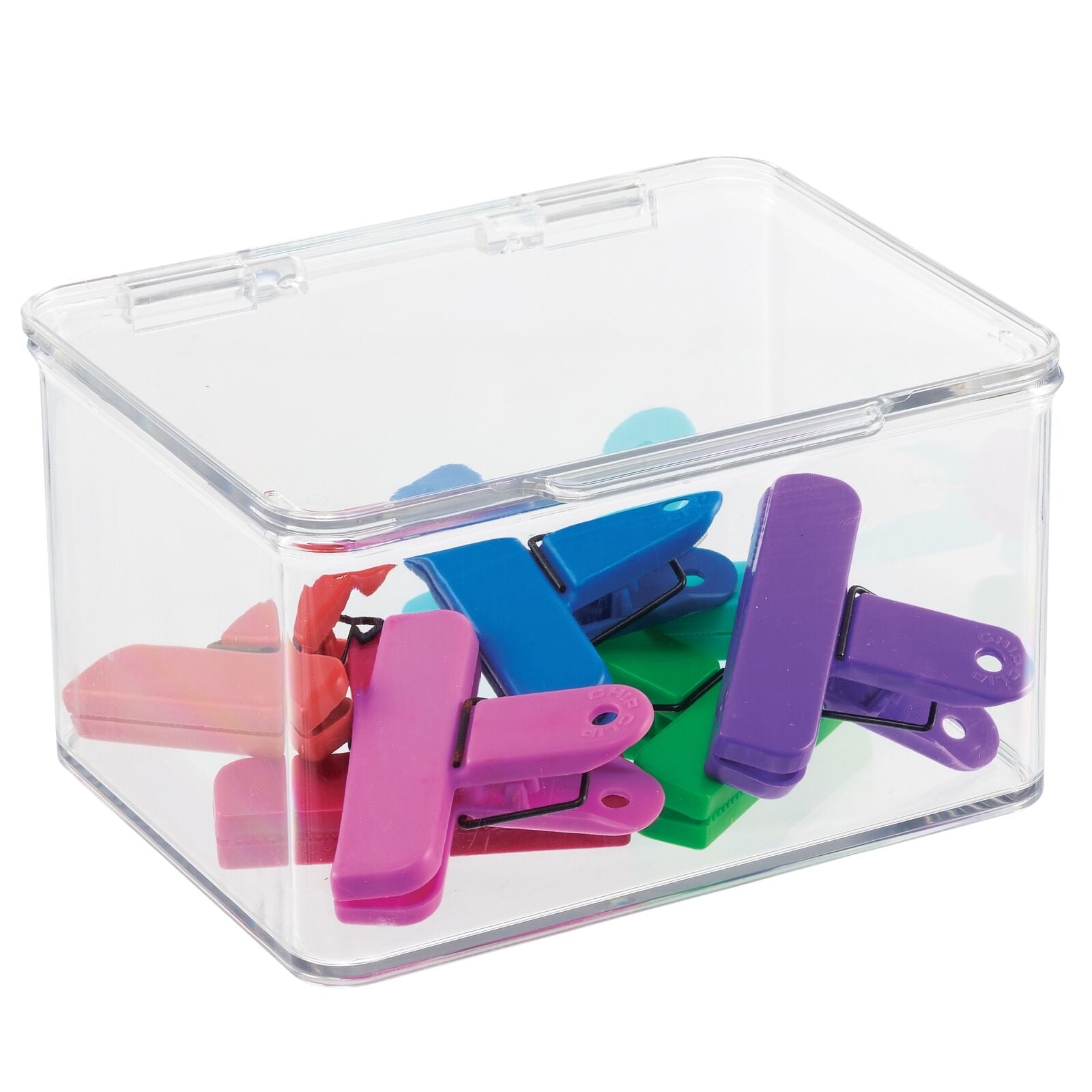 mDesign Plastic Household Stacking Storage Organizer Box with Hinge Lid ...