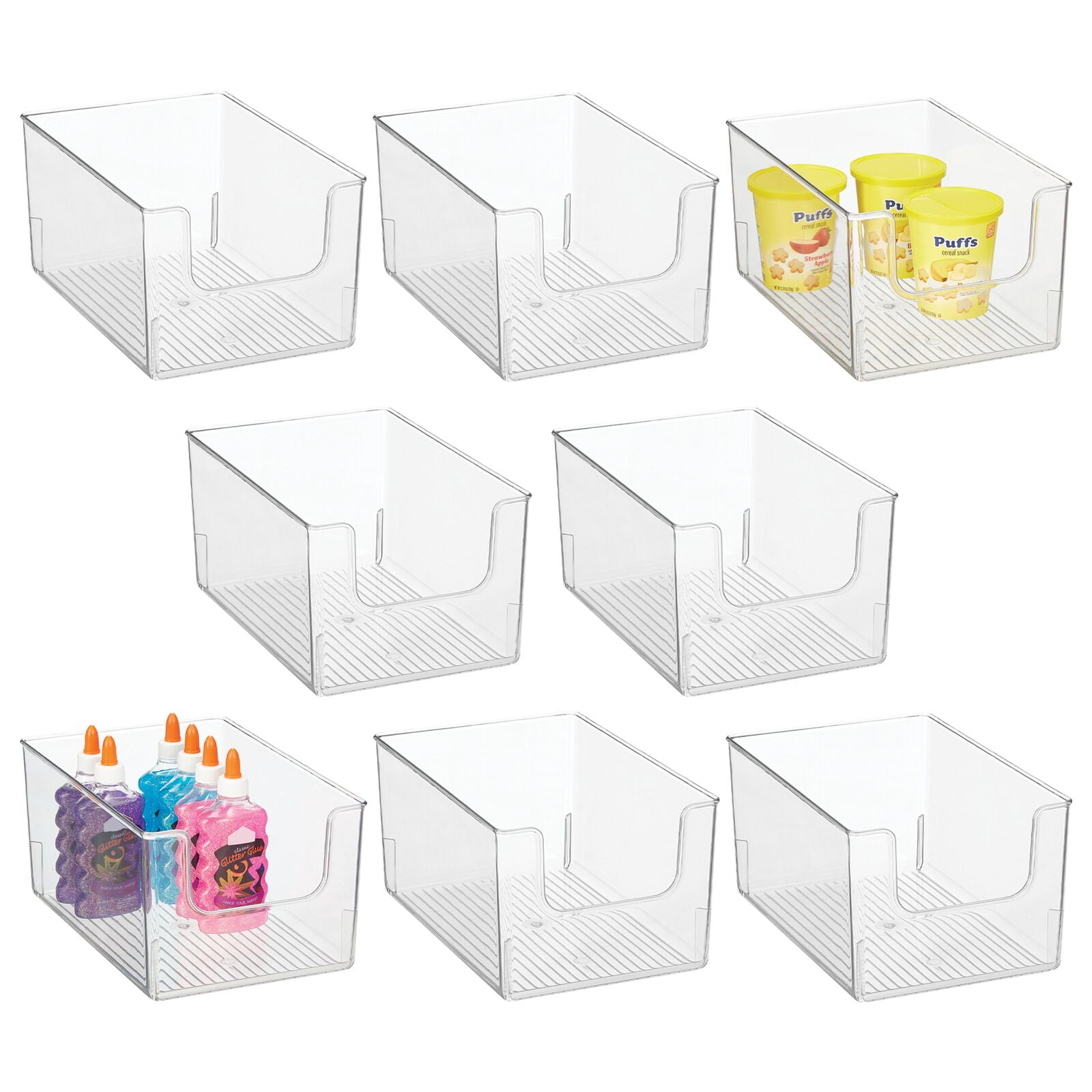 mDesign Clear Plastic Household Storage Organizer Bin for Shelves - 8 ...