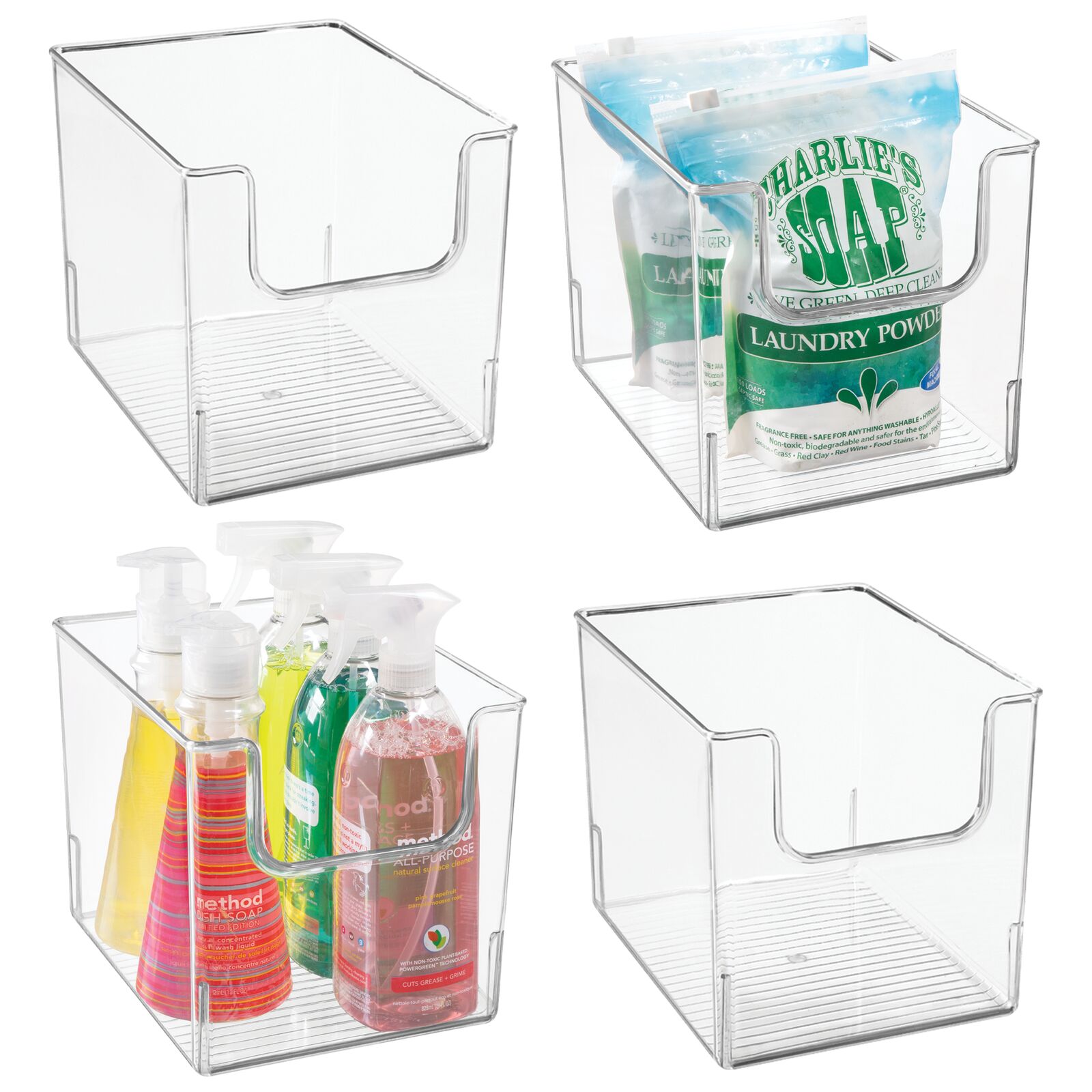 mDesign Plastic Household Storage Organizer Bins with Open Front, 4 ...
