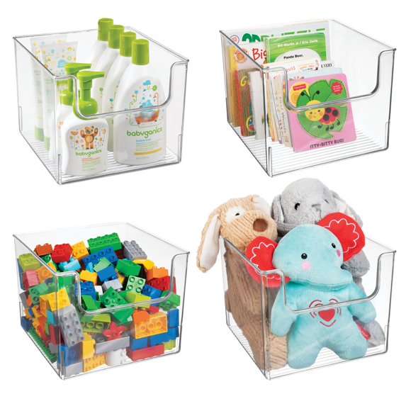 mDesign Clear Plastic Household Shelf Organizing Containers, Open Front ...