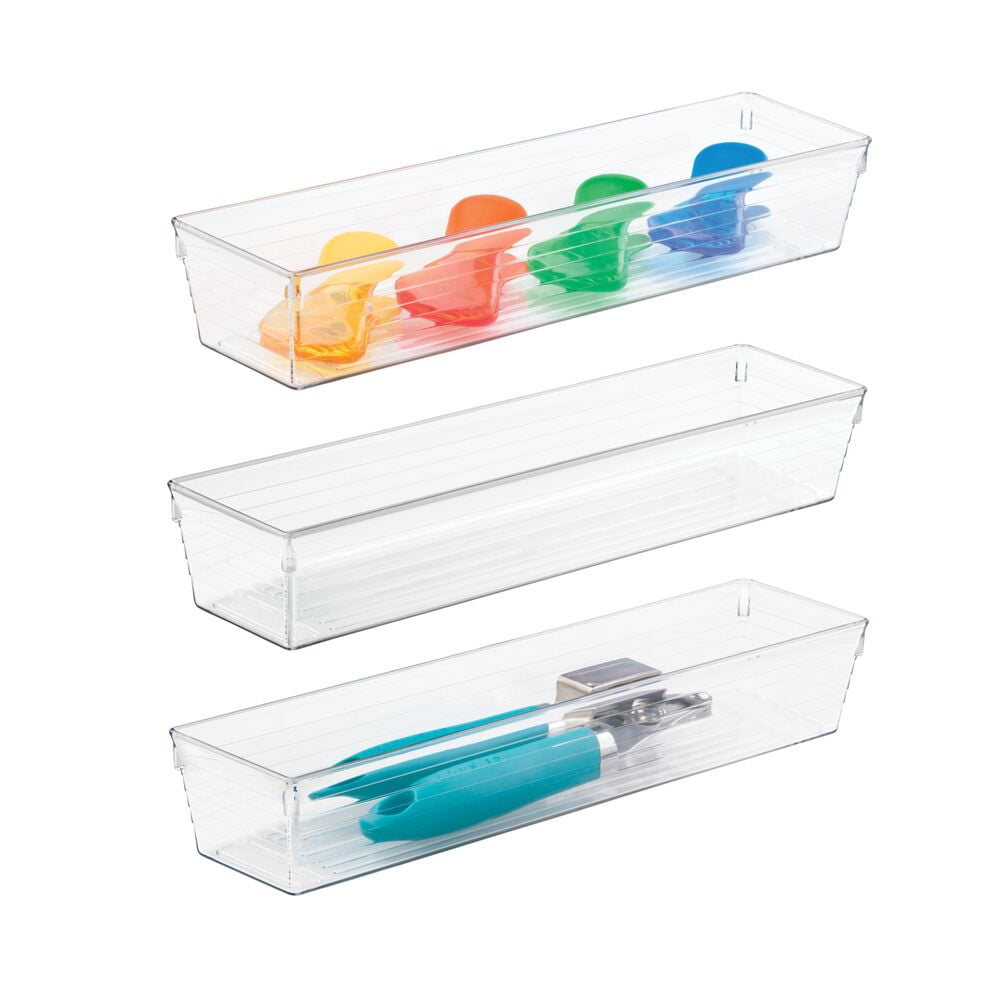 mDesign Plastic Kitchen Cabinet Drawer Organizer Tray, 12" Long, 3 Pack ...