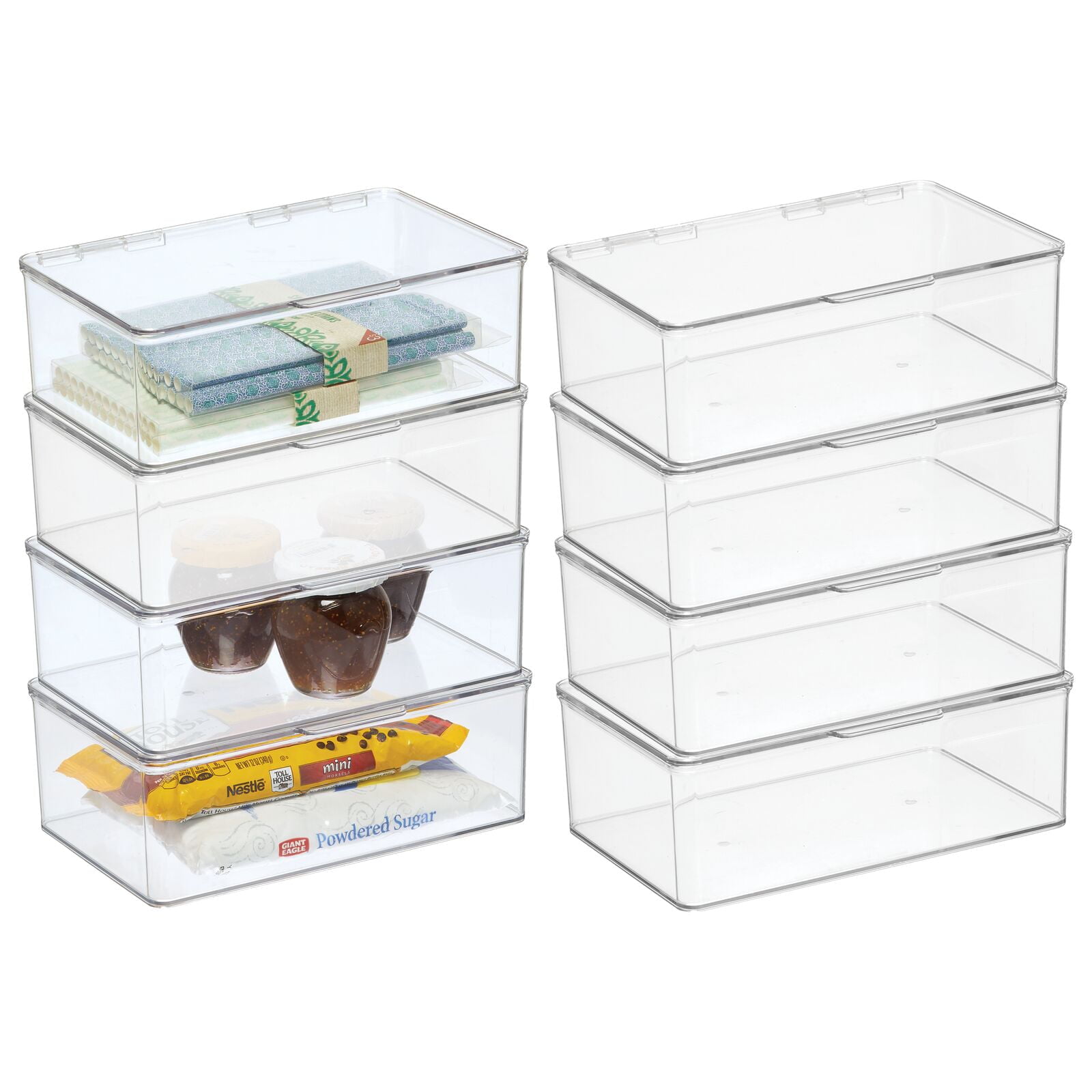 mDesign Plastic Kitchen/Fridge Storage Organizer Box - Hinge Lid, 8 ...