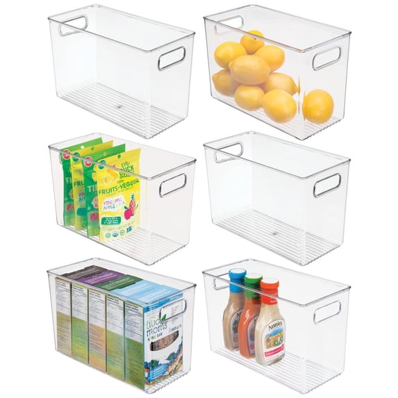 mDesign Clear Plastic Pantry Organizer Bins, Set of 6 – 12 x 6 x 7.75 ...
