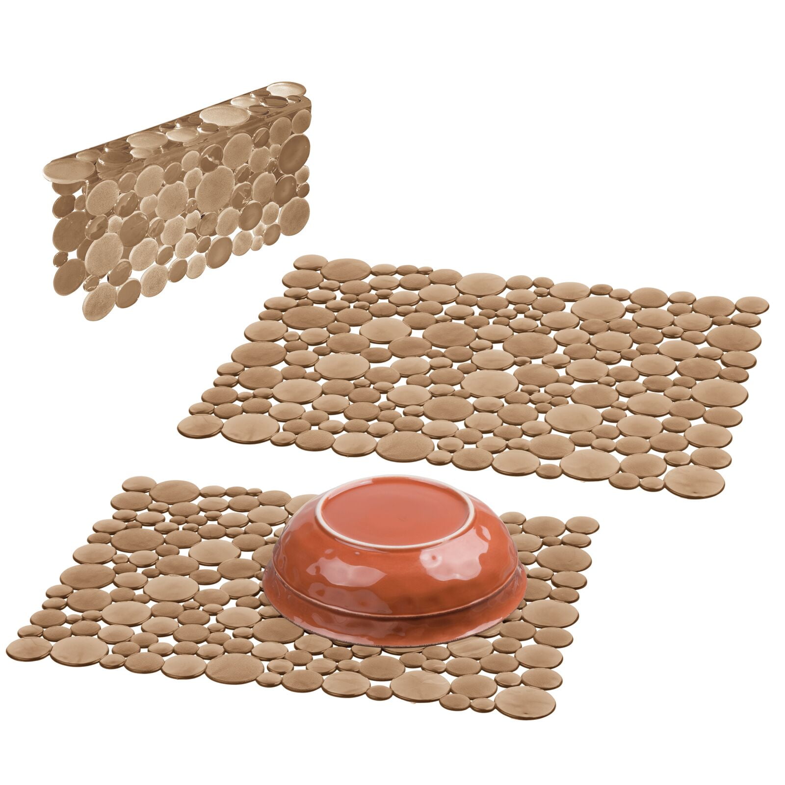 mDesign Kitchen Sink Protector Set, Drain Mats & Saddle, Bubble Design ...