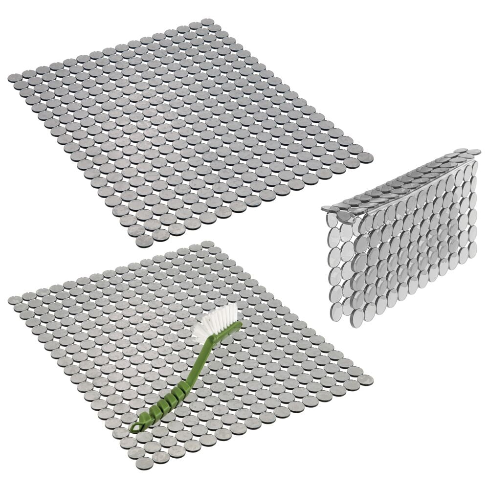 mDesign Plastic Kitchen Sink Protector Mats and Saddle Set - Circle ...