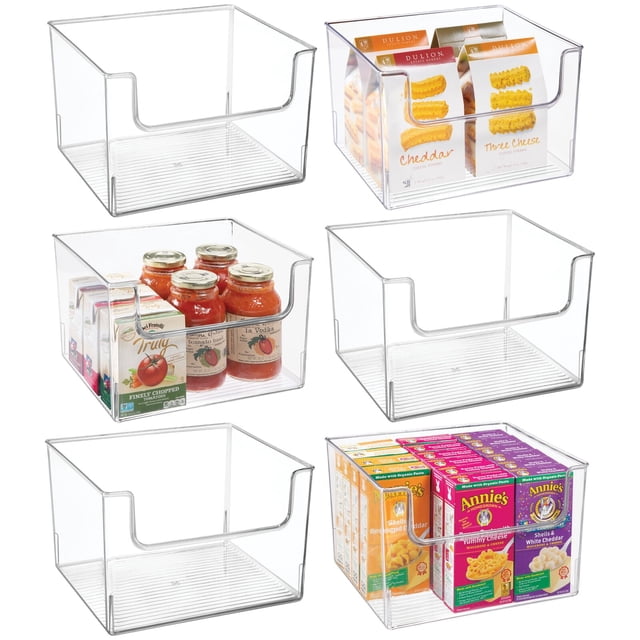 mDesign Plastic Kitchen Storage Organizer Bin with Open Front - 6 Pack ...