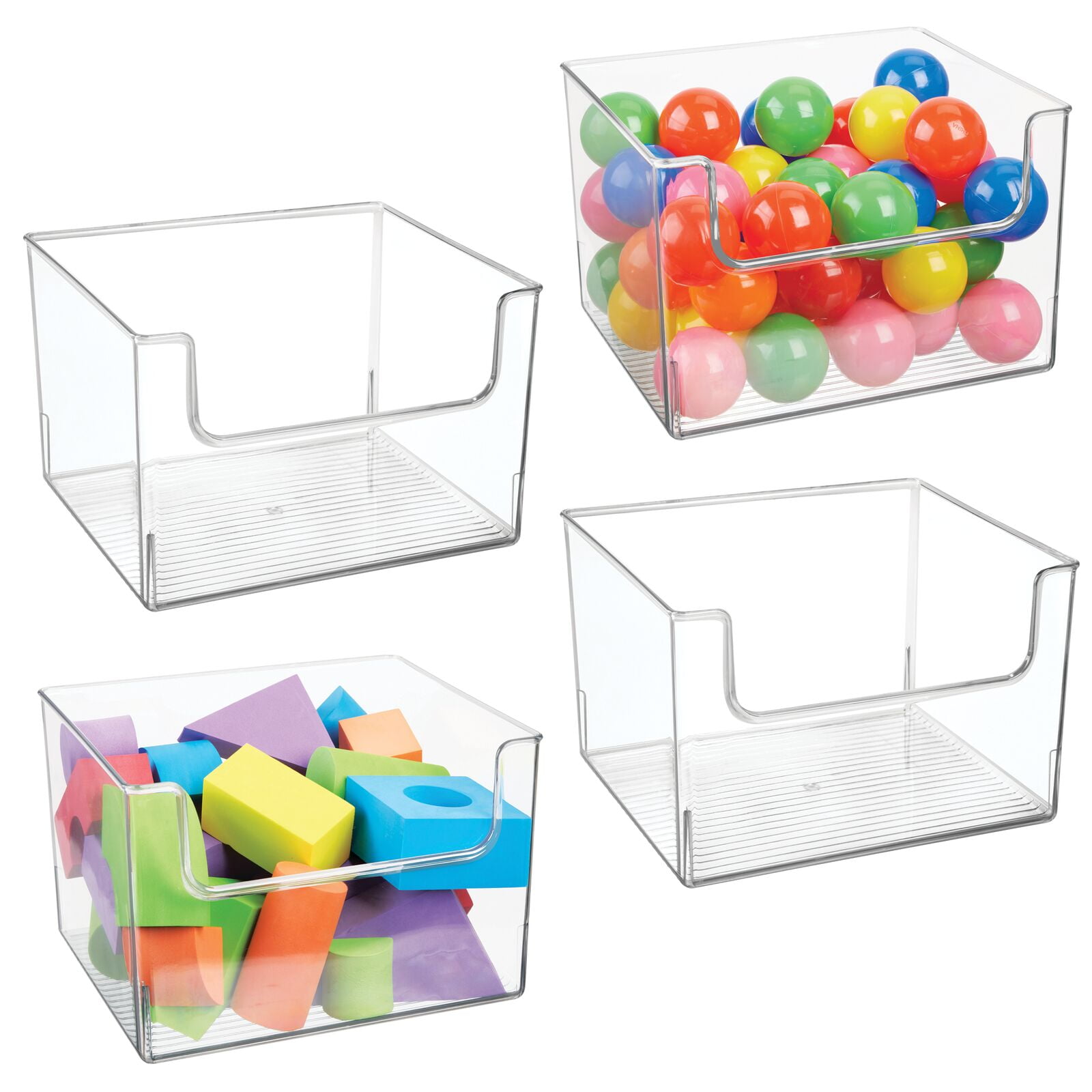 mDesign Plastic Large Home Storage Organizer Bins with Open Front, 4 ...