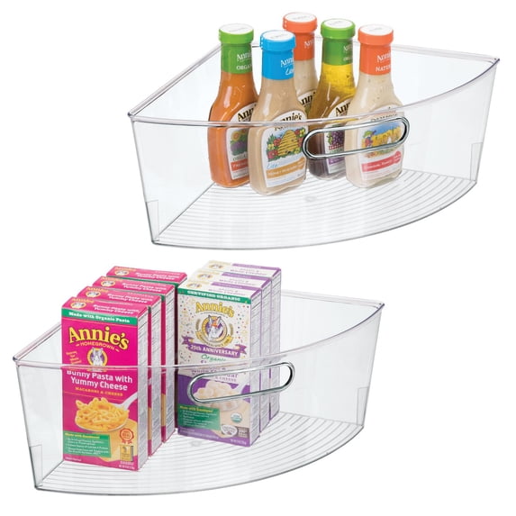 mDesign Wedge-Shaped Pantry Storage Containers, Clear Plastic Lazy ...