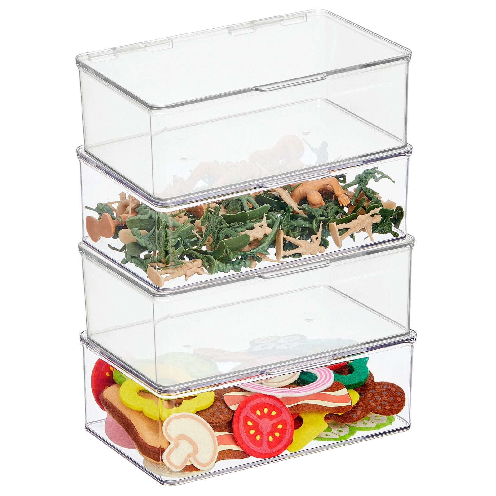 mDesign Stackable Toy Bin Transparent Containers - Playroom/Gaming ...