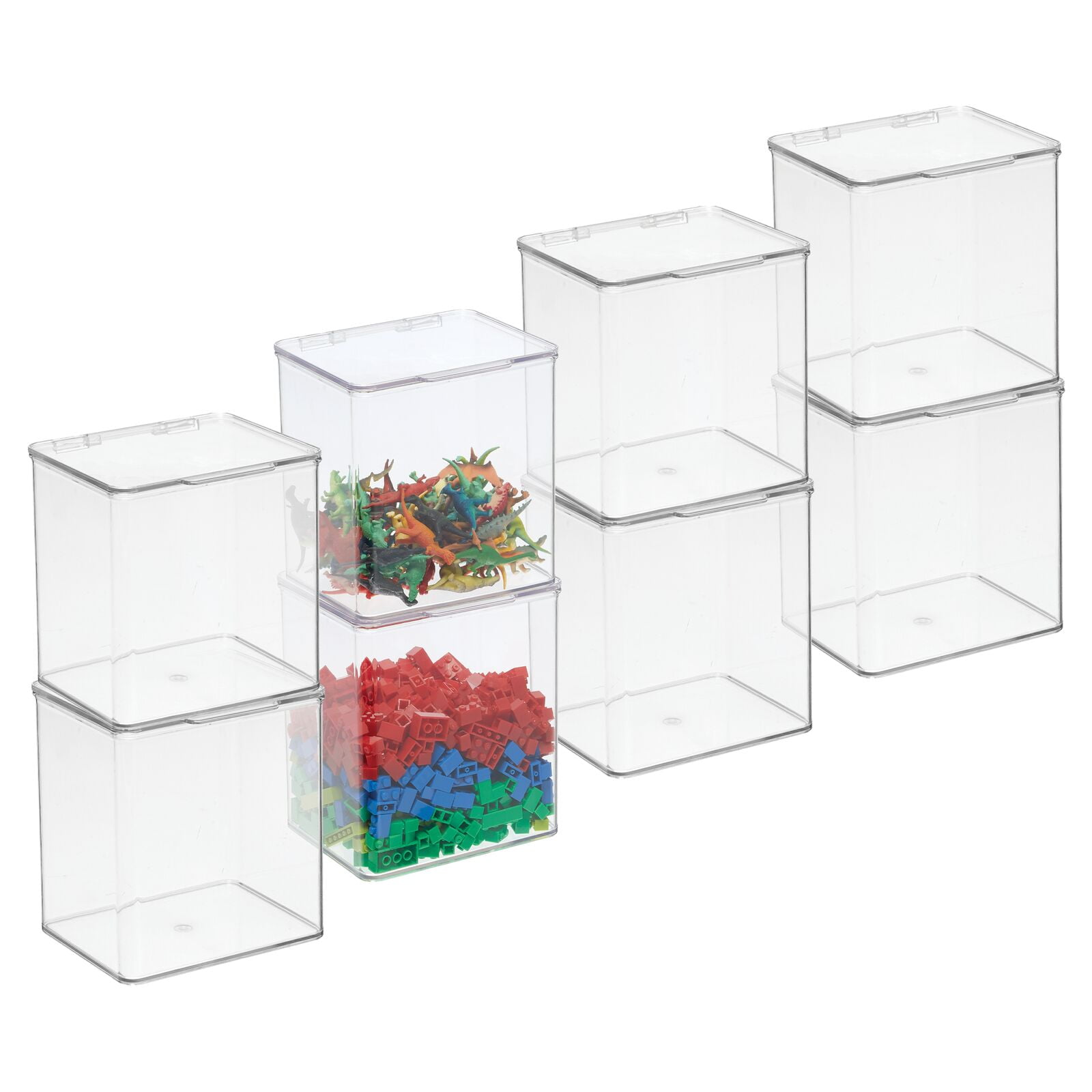 mDesign Plastic Playroom/Gaming Storage Organizer Box, Hinge Lid, 8 ...