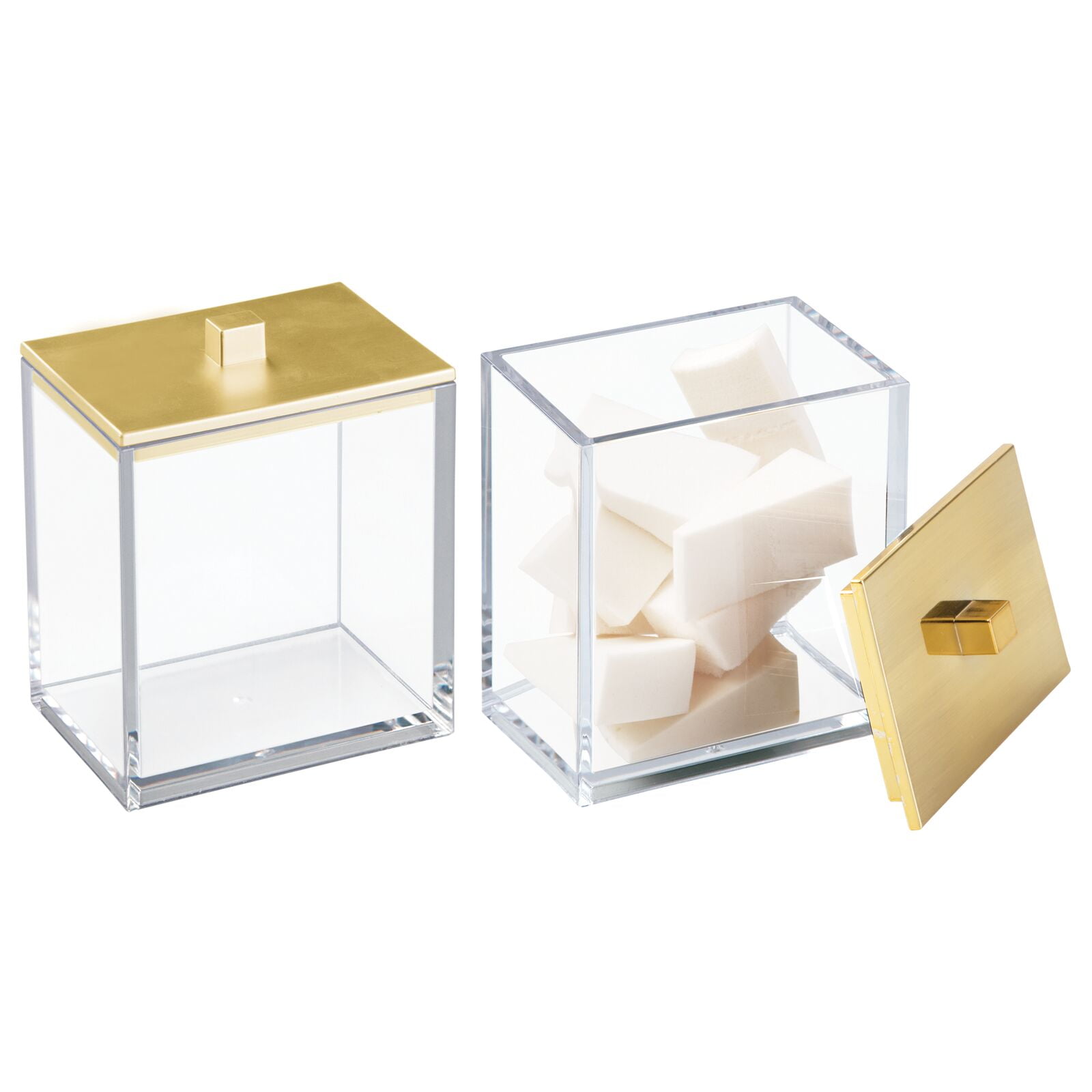 mDesign Plastic Rectangle Apothecary Jar Storage Canister, 2 Pack ...