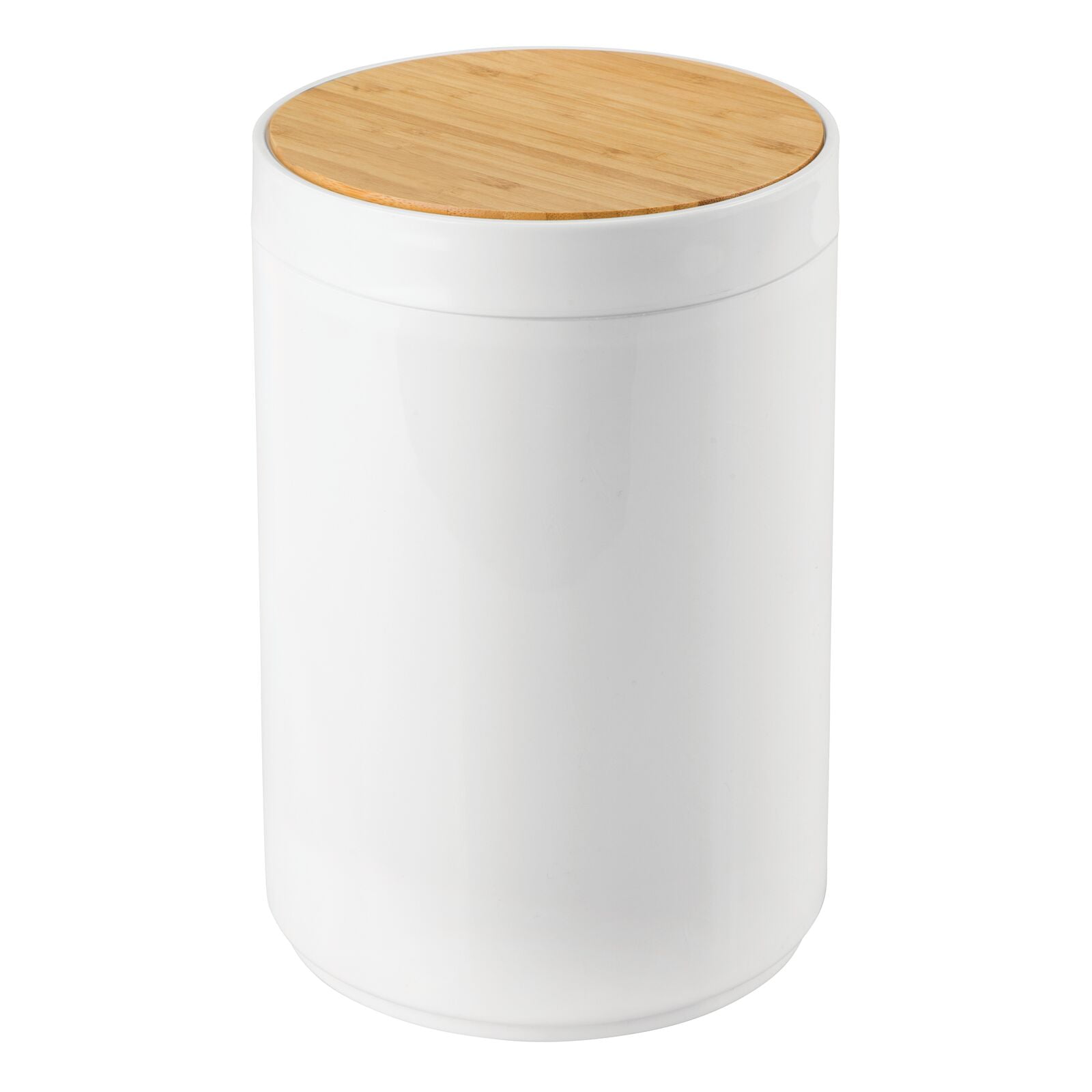 mDesign Small Bathroom Garbage Pail with Swing-Close Lid - White ...